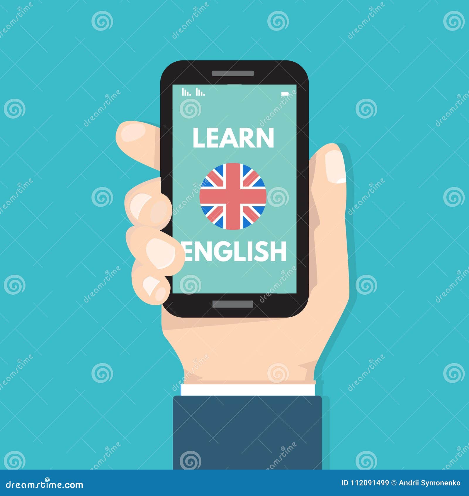 English Online Mobile Learn Concept, Learning App. Stock Vector ...