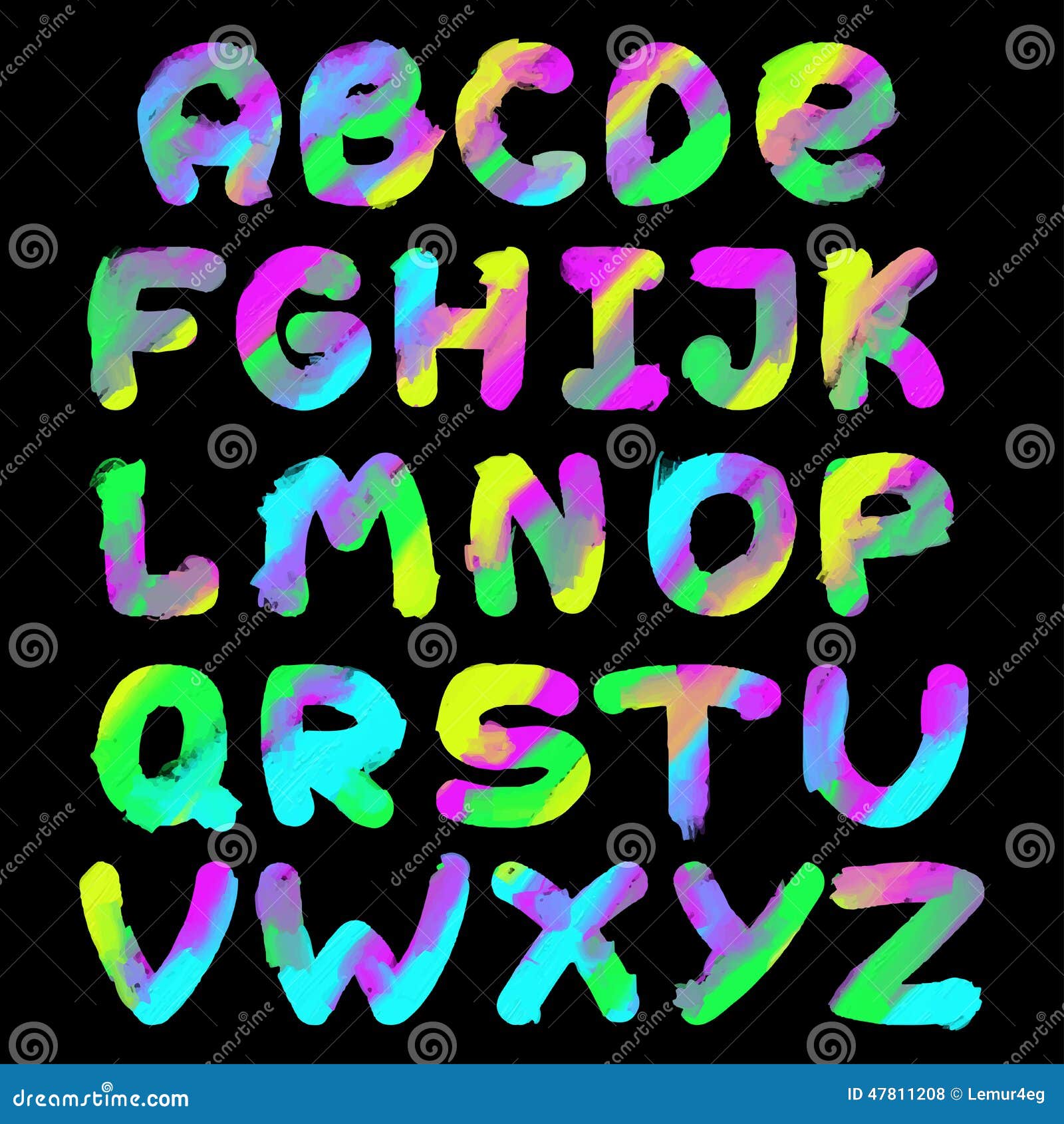 English painted alphabet stock vector. Illustration of texture - 47811208