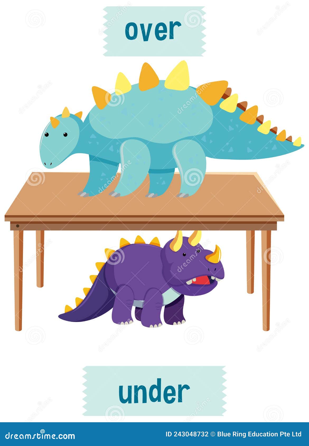 Table Of Prepositions Of Place With Funny Animal Character. Educational ...