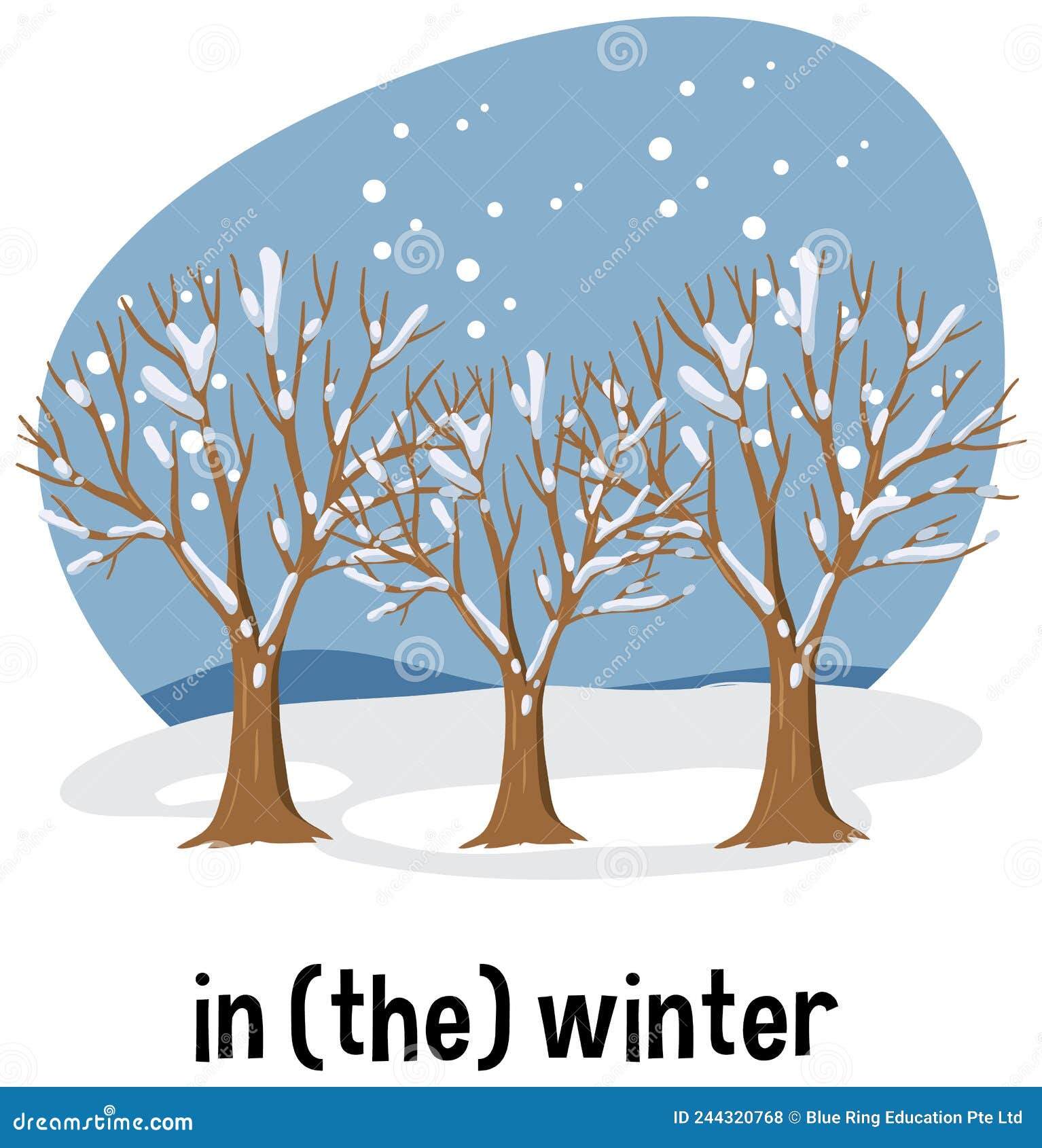 English Prepositions of Time with Winter Scene Stock Vector ...