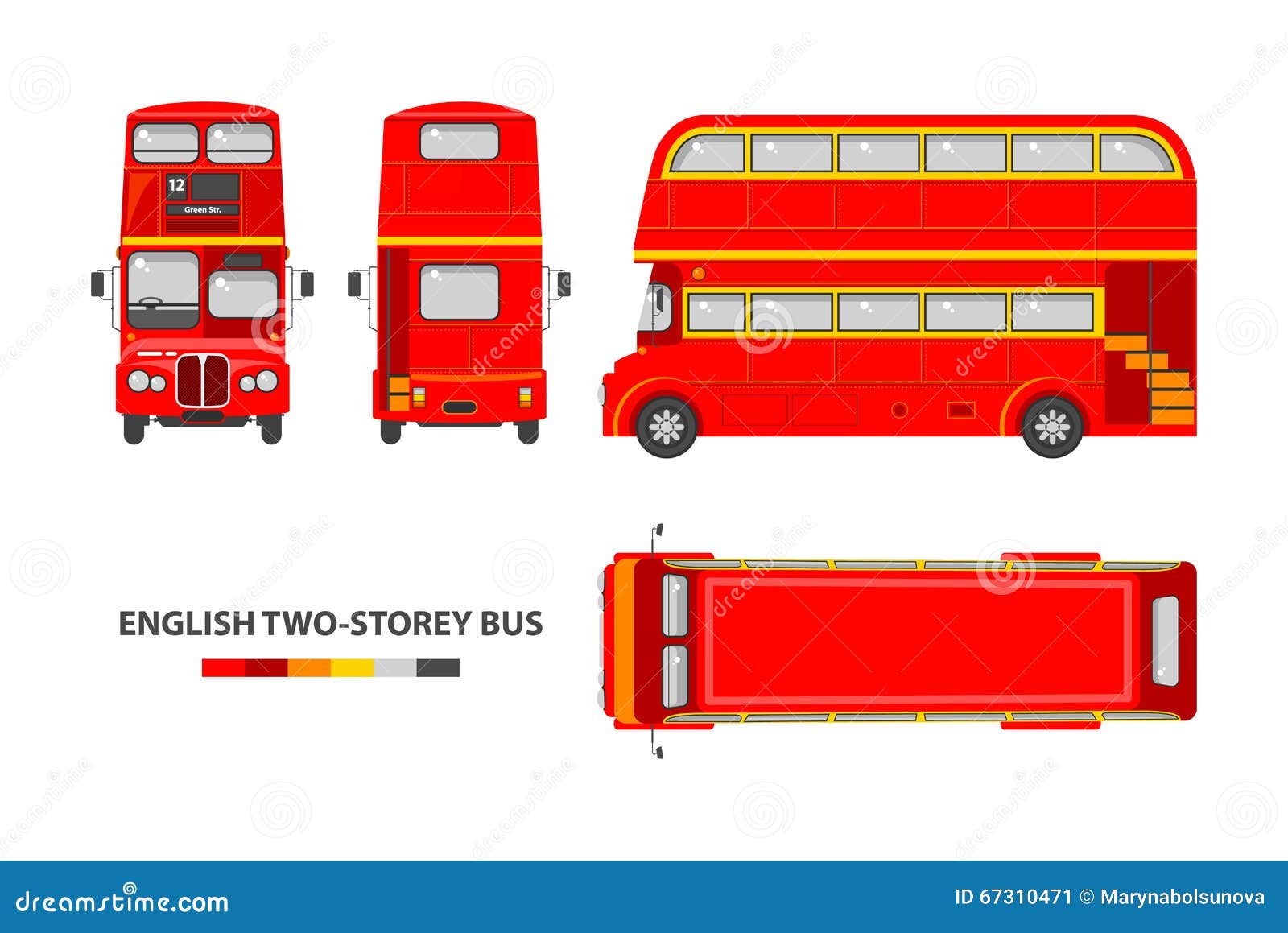 English Red Double Decker Bus Stock Vector - Illustration of driving ...