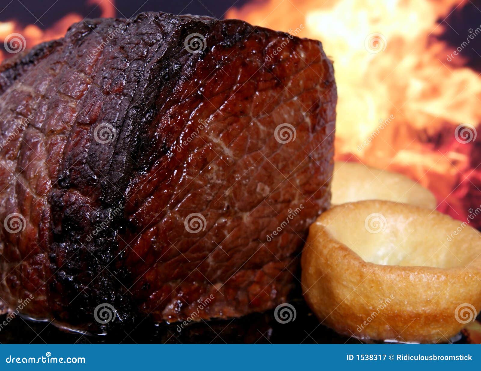 English Roast Meat by Fire with Flames Stock Image - Image of nutrition ...