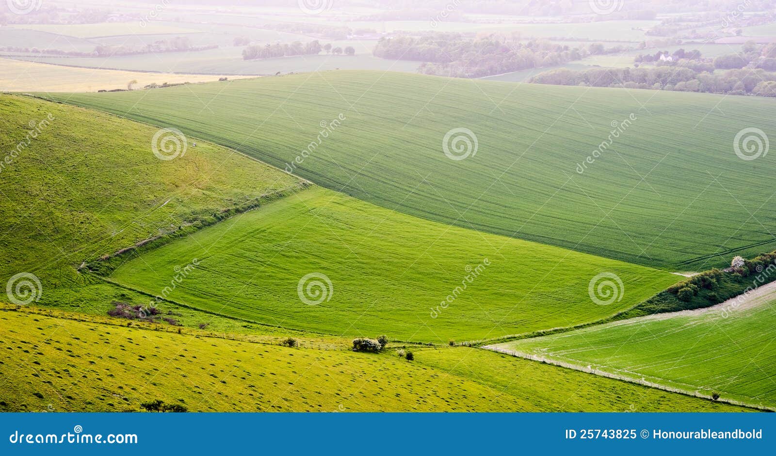 English Rolling Countryside Hills Landscape Stock Image - Image of haze ...