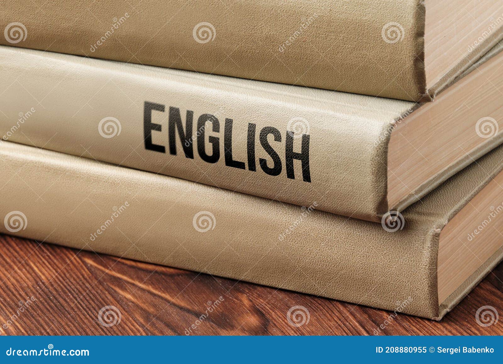 English Subject Book Concept on a Wooden Table for Learning Stock Image ...
