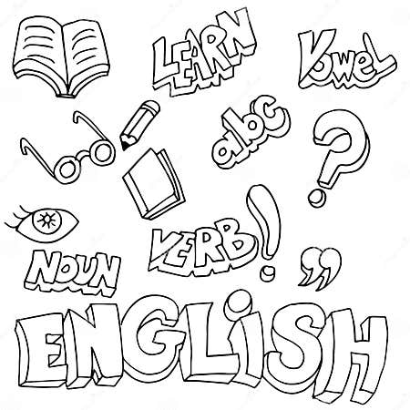 English Symbols and Learning Items Stock Vector - Illustration of ...