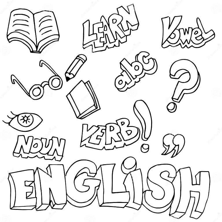 English Symbols and Learning Items Stock Vector - Illustration of ...