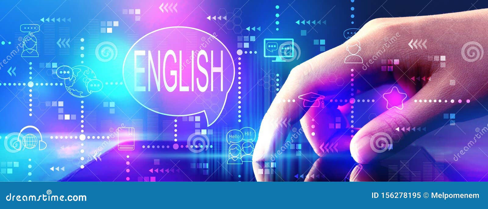 English with Tablet Computer Stock Image - Image of dark, cyber: 156278195