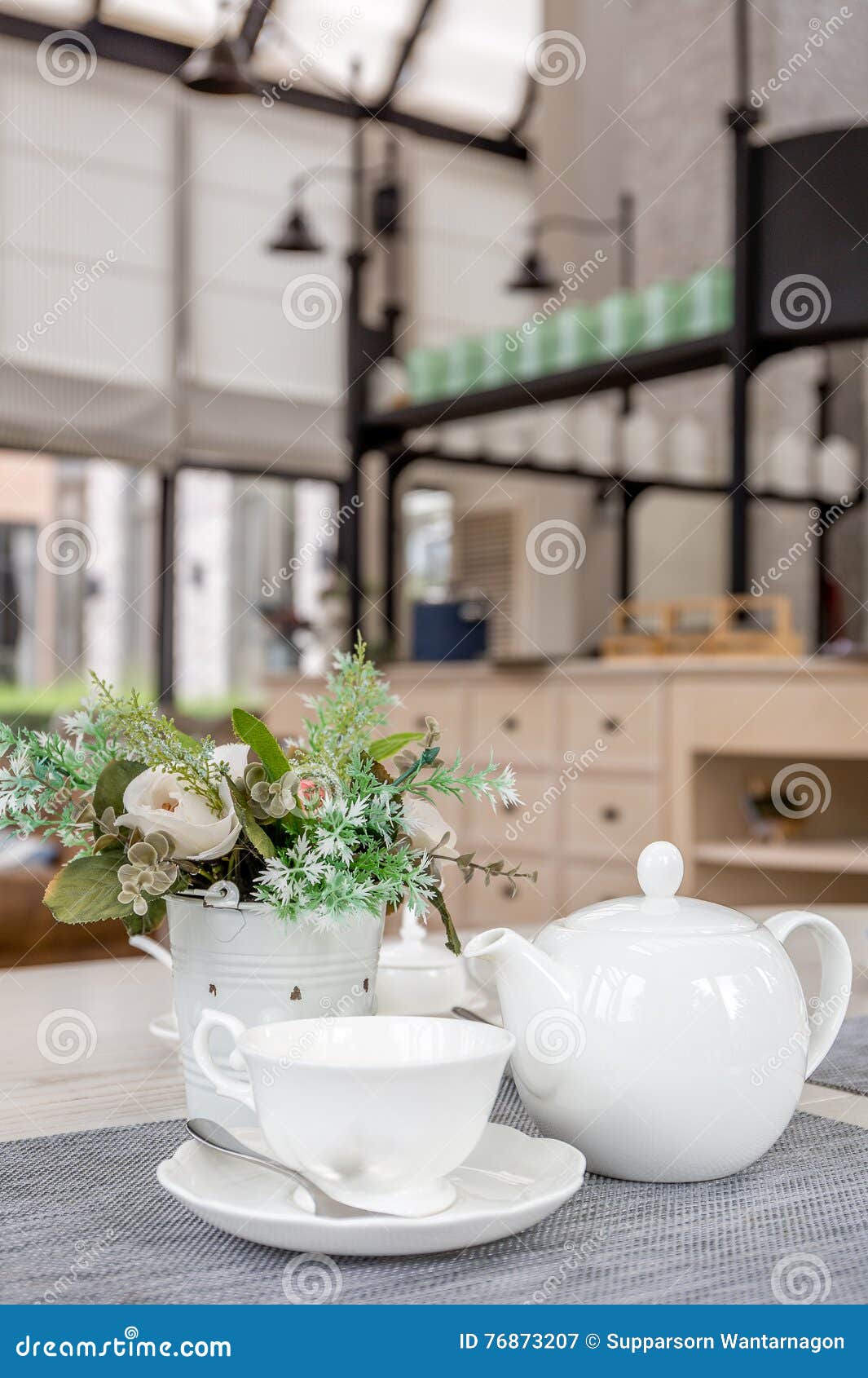 English Tea Set on Table in Cafe Stock Image - Image of antique ...