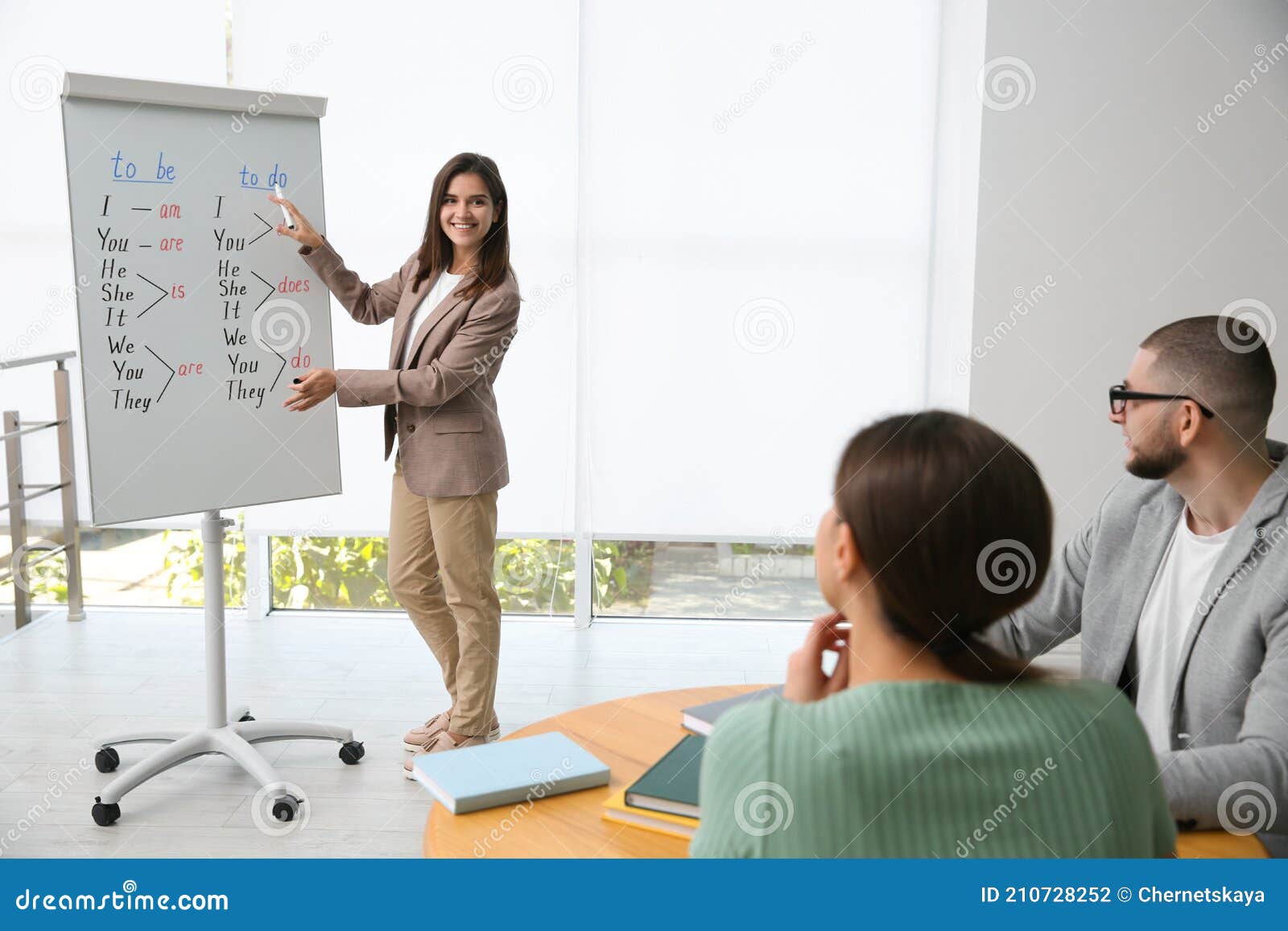 English Teacher with Students in Class at Lesson Stock Photo - Image of ...