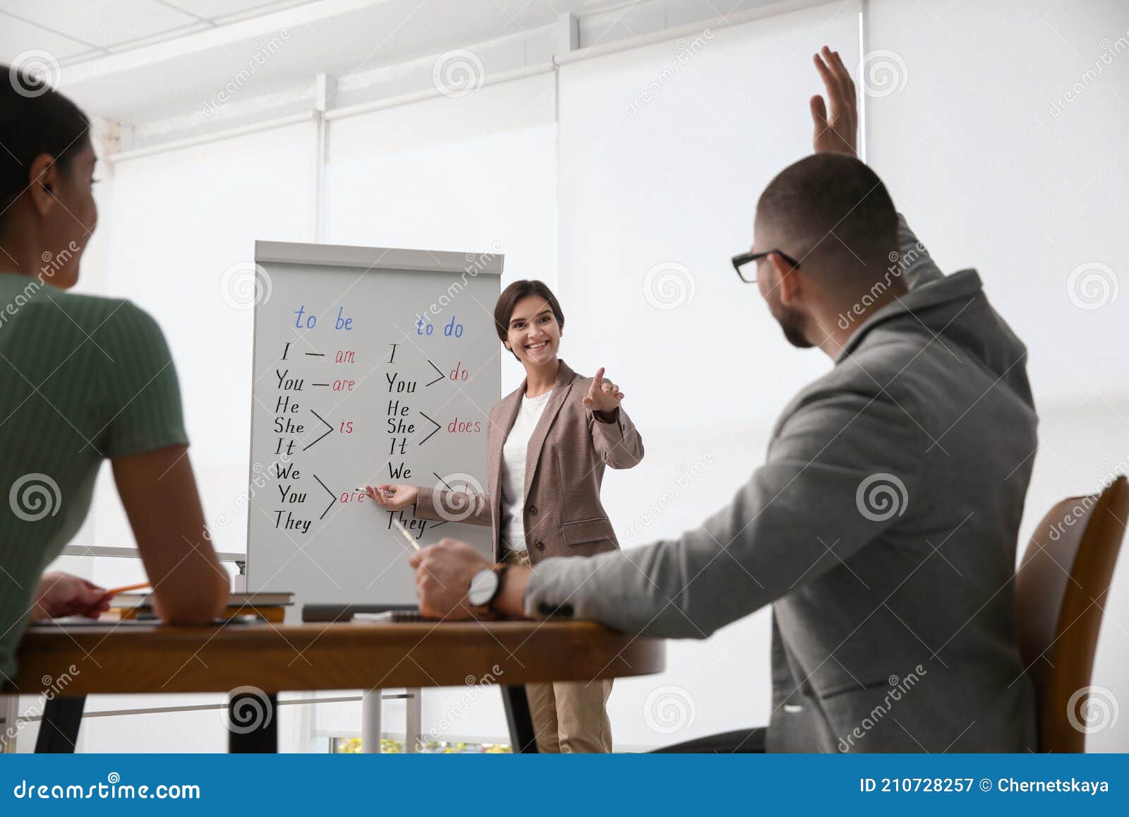 English Teacher with Students in Class at Lesson Stock Image - Image of ...
