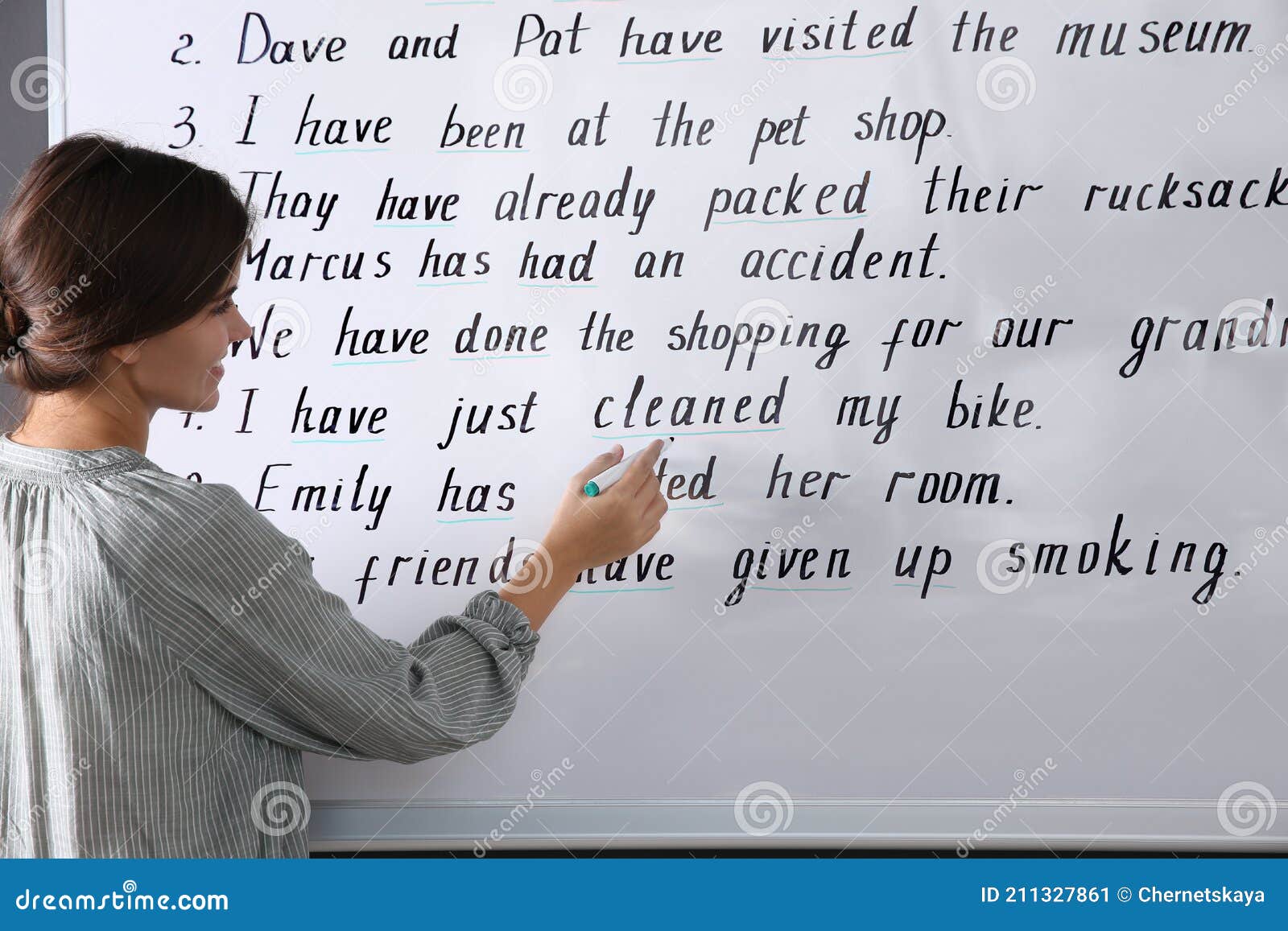 English Teacher Underlining Word on Whiteboard at Lesson Stock Image ...