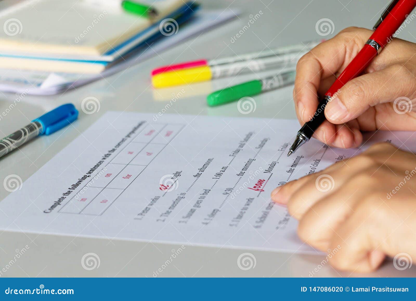 English test on table stock photo. Image of grammar - 147086020