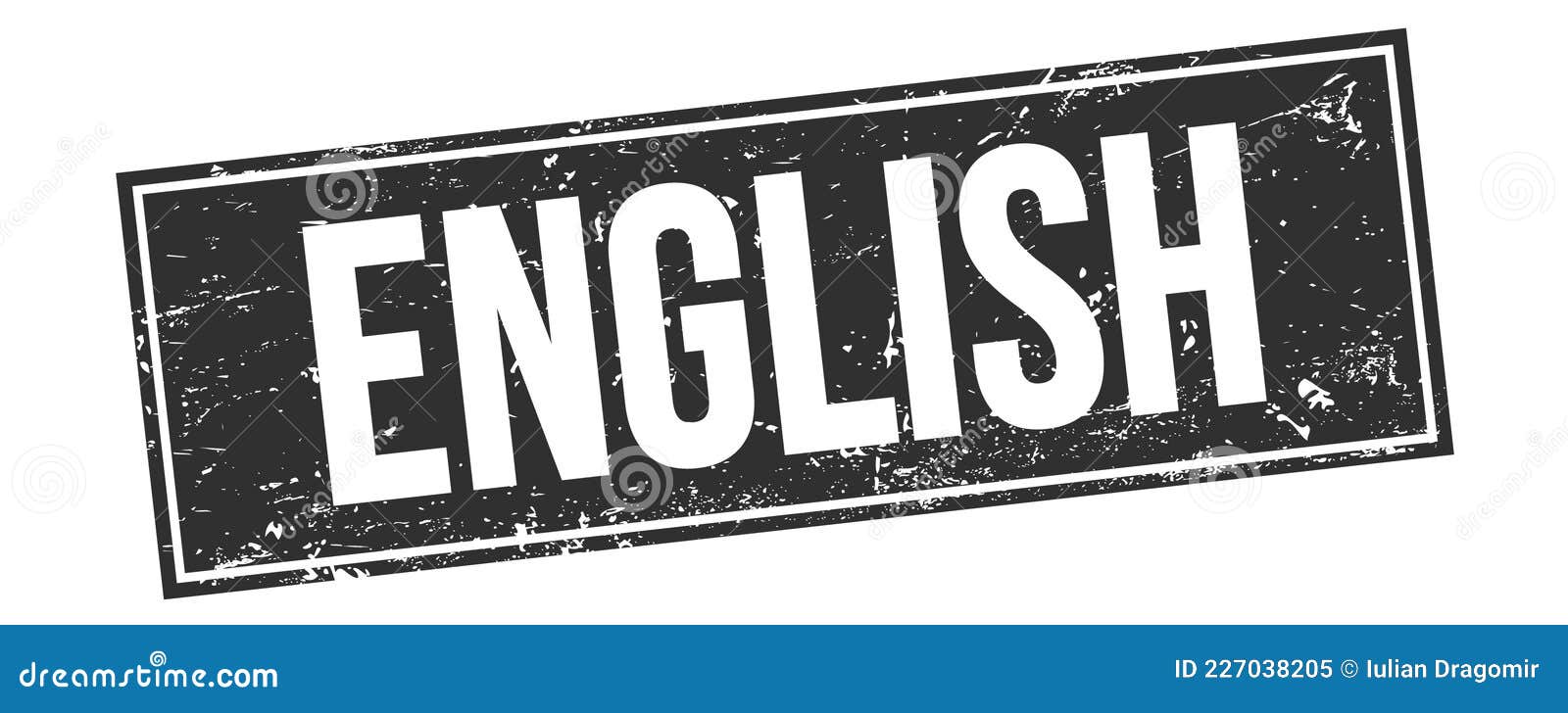 ENGLISH Text on Black Grungy Rectangle Stamp Stock Illustration ...