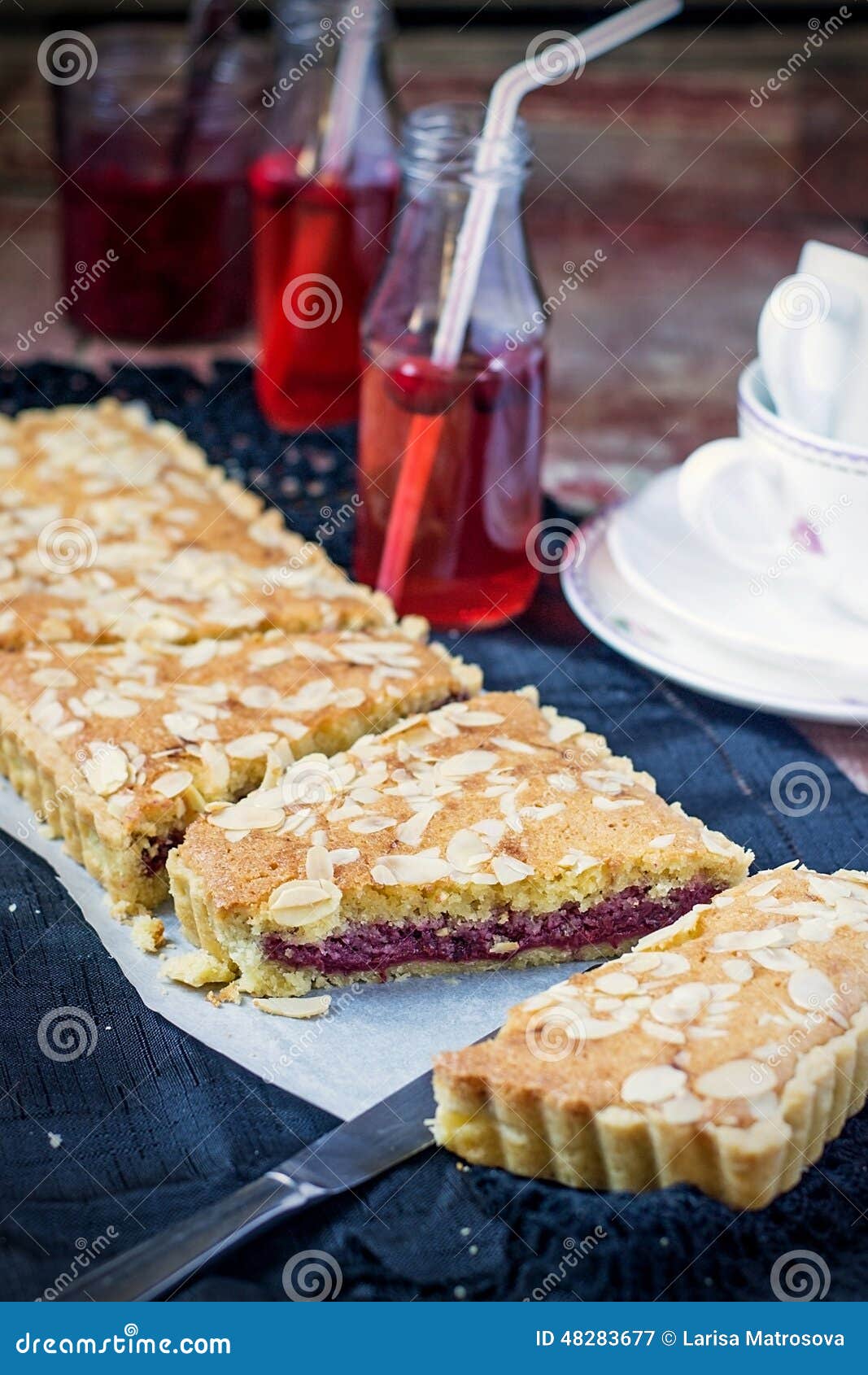 English Traditional Bakewell Tart with Raspberry Jam Stock Image ...