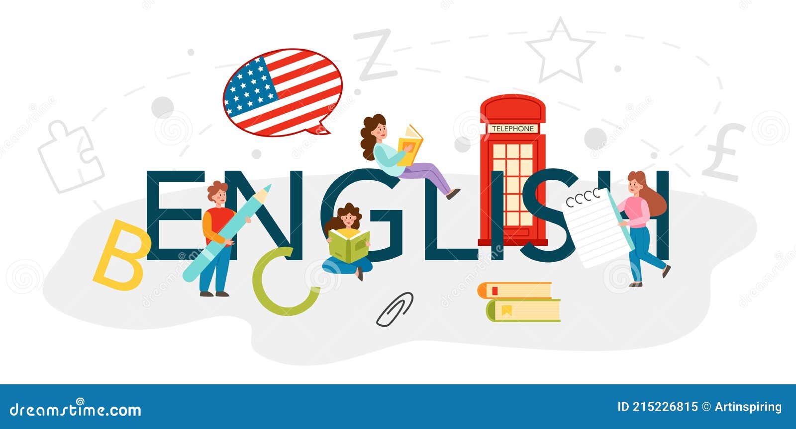 English Typographic Header. Study Foreign Languages in School Stock ...