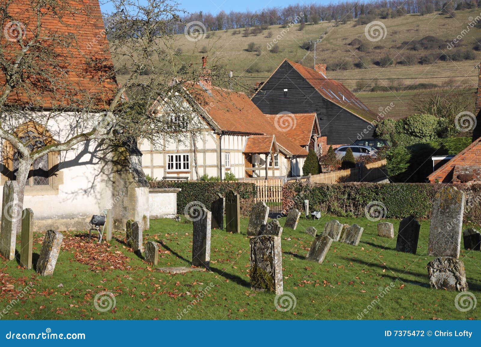 An English Village Viewed from the Churchyard Stock Photo - Image of ...