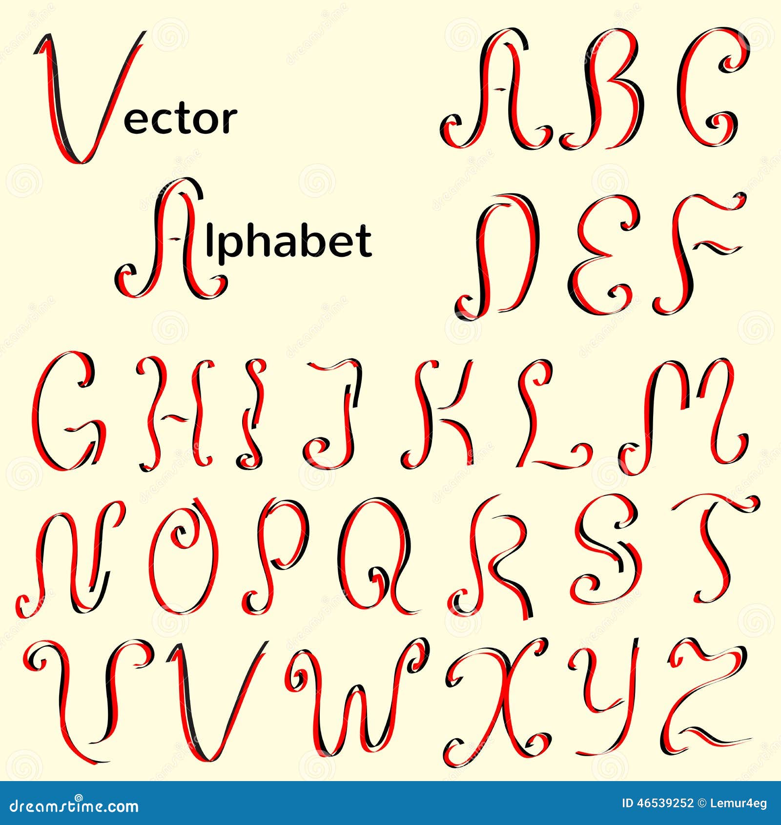 English Vintage Calligraphic Alphabet Stock Vector - Illustration of ...