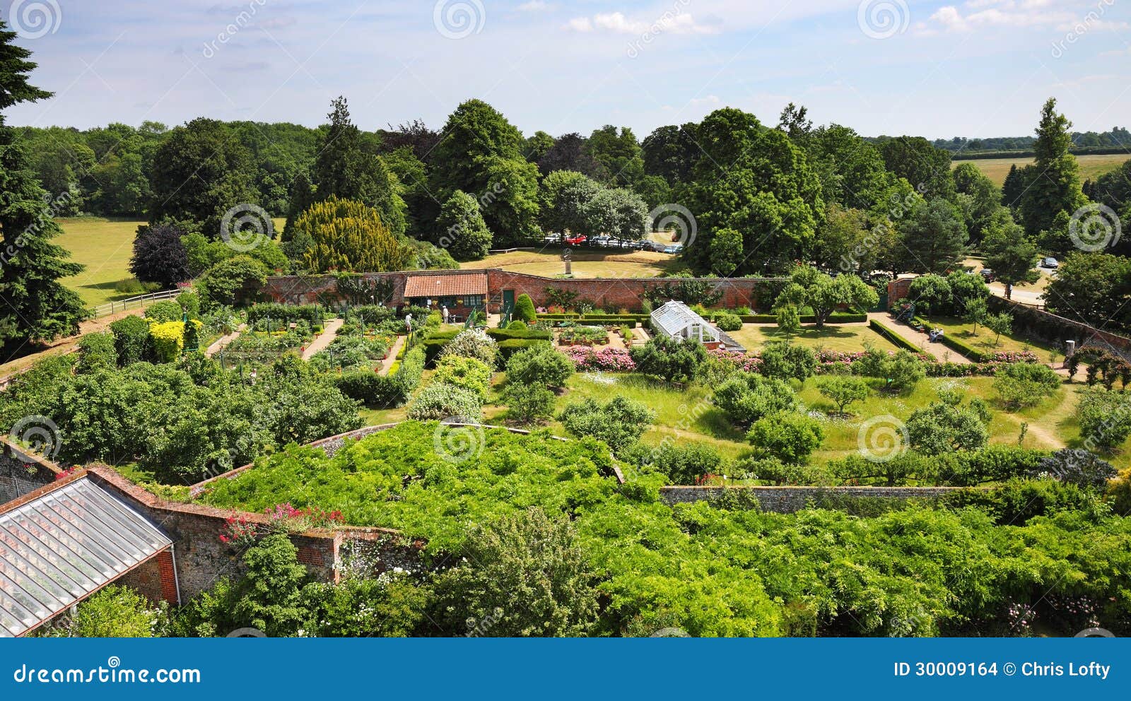 Birdseye View of an English Walled Garden Stock Photo - Image of shrubs ...