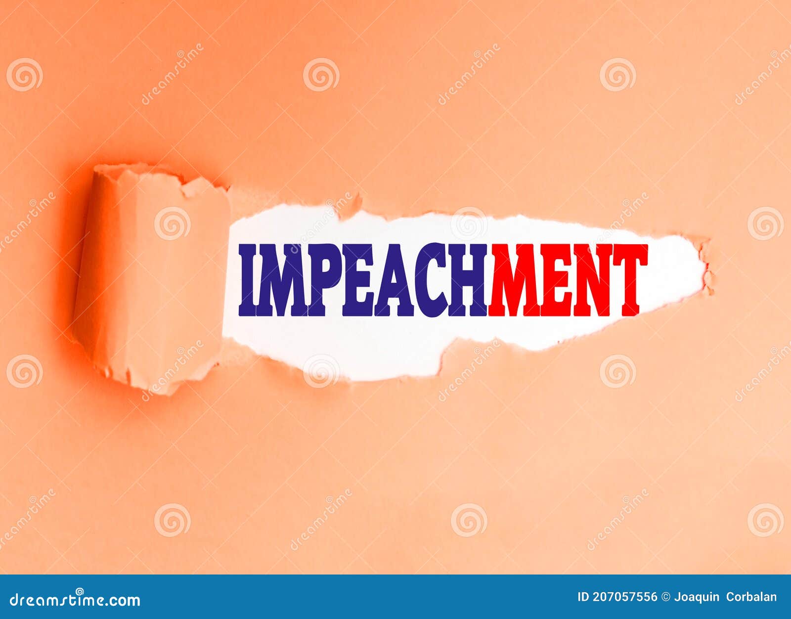 English Word Impeachment Written on a Torn Paper Stock Photo - Image of ...