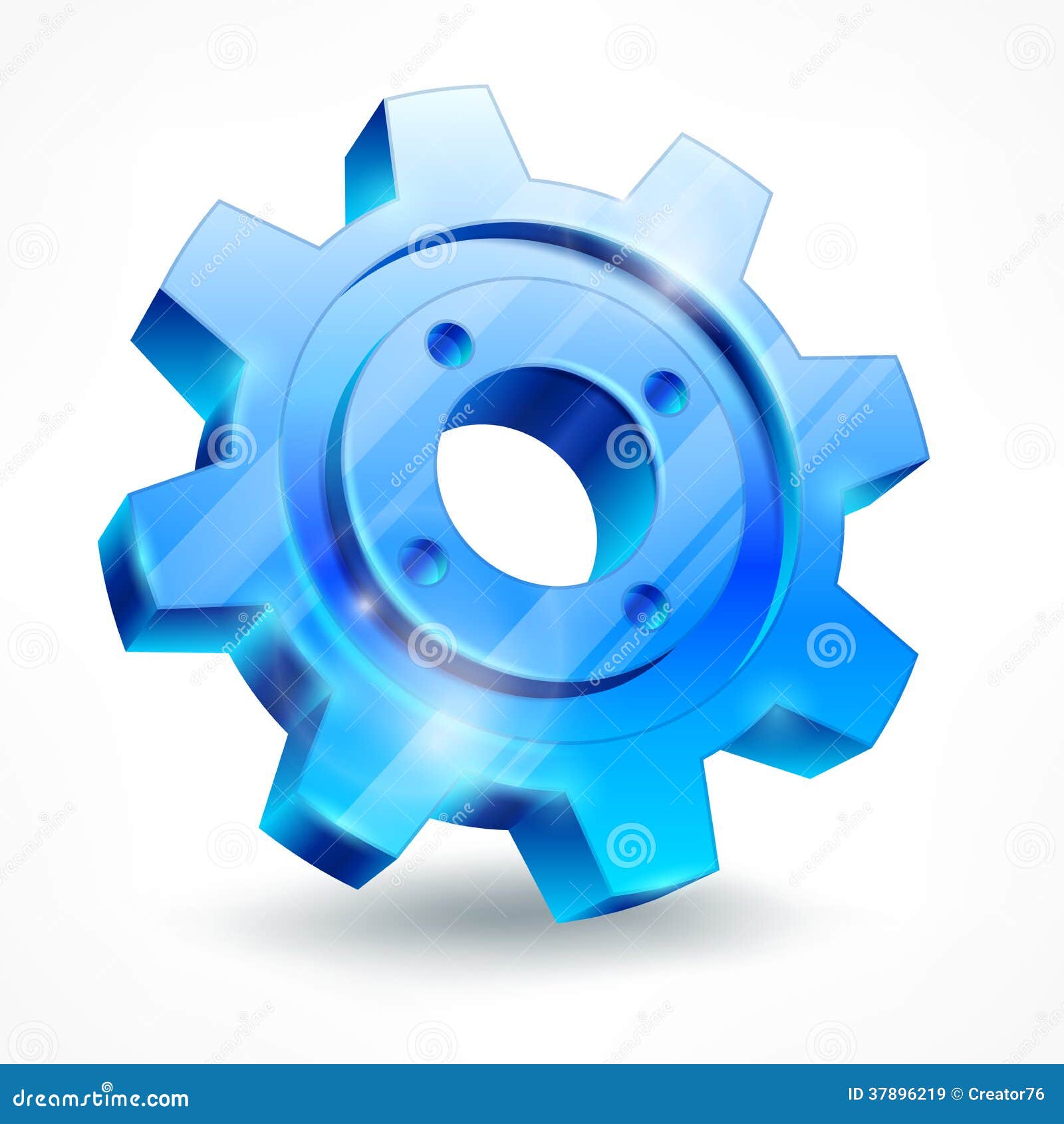 Engranaje azul en blanco ilustración del vector. Ilustración de metal ...