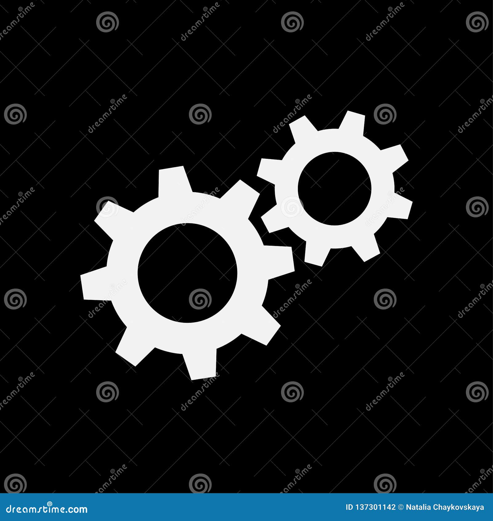 Engranaje Blanco En Un Fondo Negro Stock de ilustración - Ilustración ...