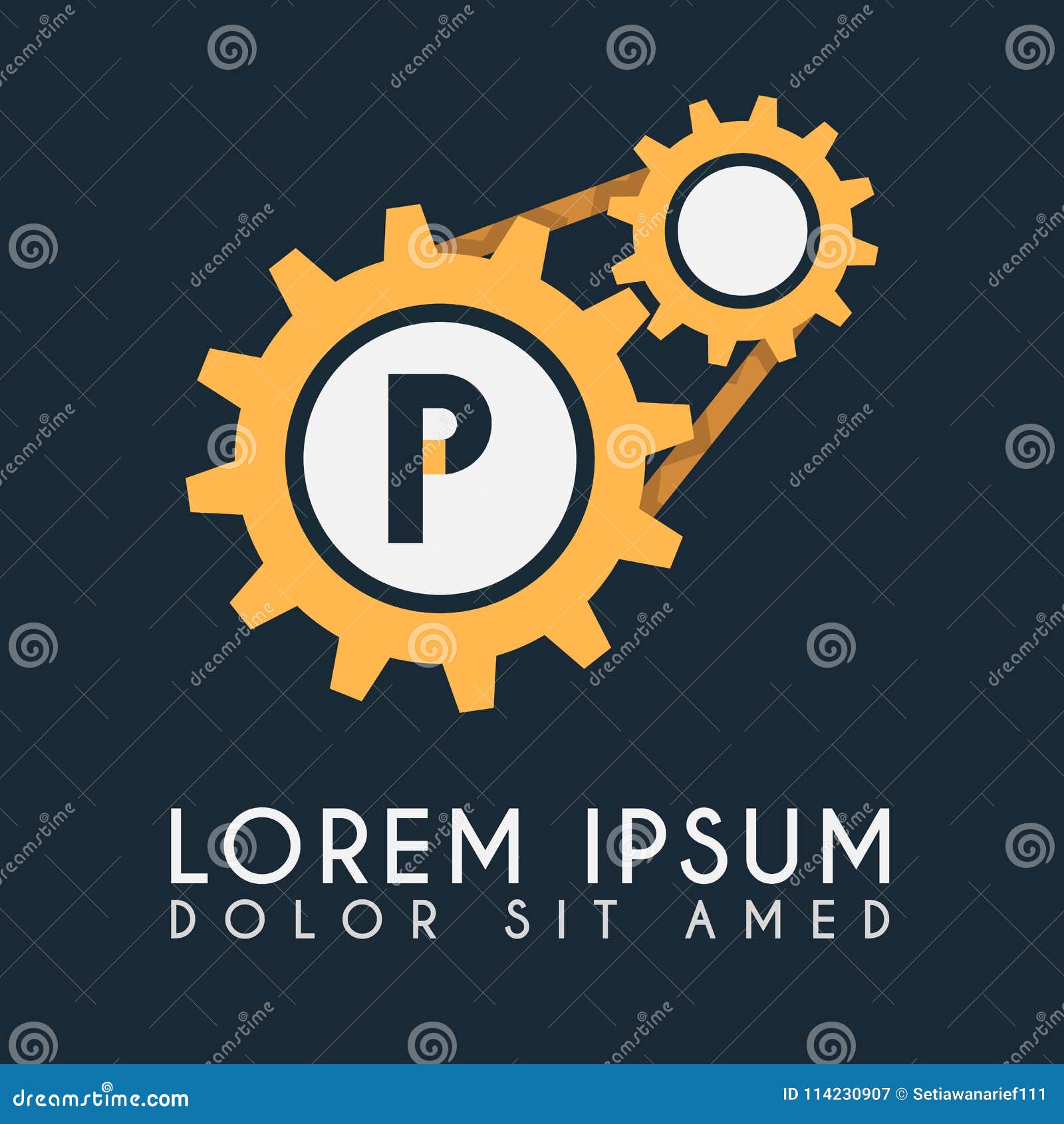 Engranaje Doble Logo with Black Background Engranaje Logo with Letter P ...