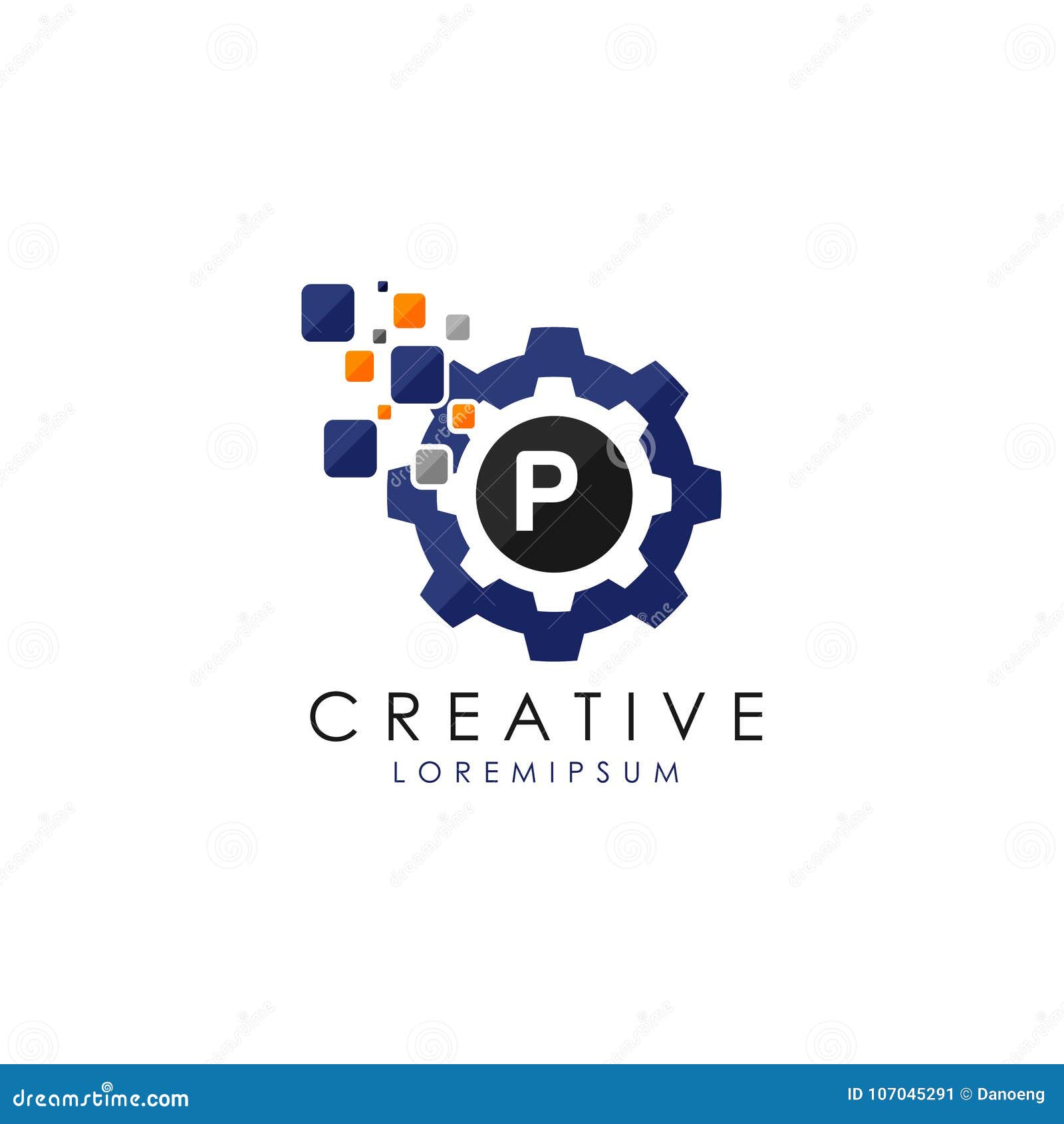 Engranaje Logo Vector De Digitaces De Los Datos De La Letra P Stock de ...