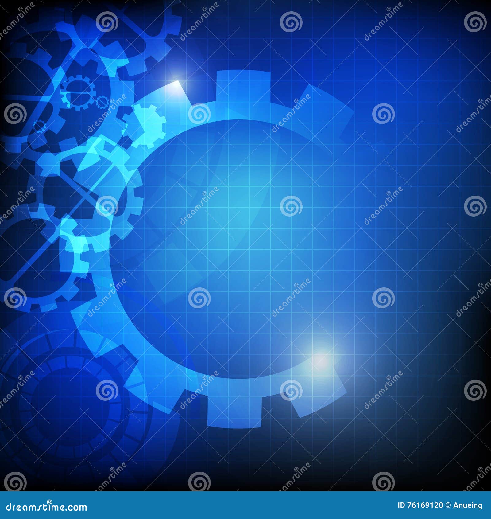 Engranajes Abstractos En Fondo Azul Ilustración del Vector ...