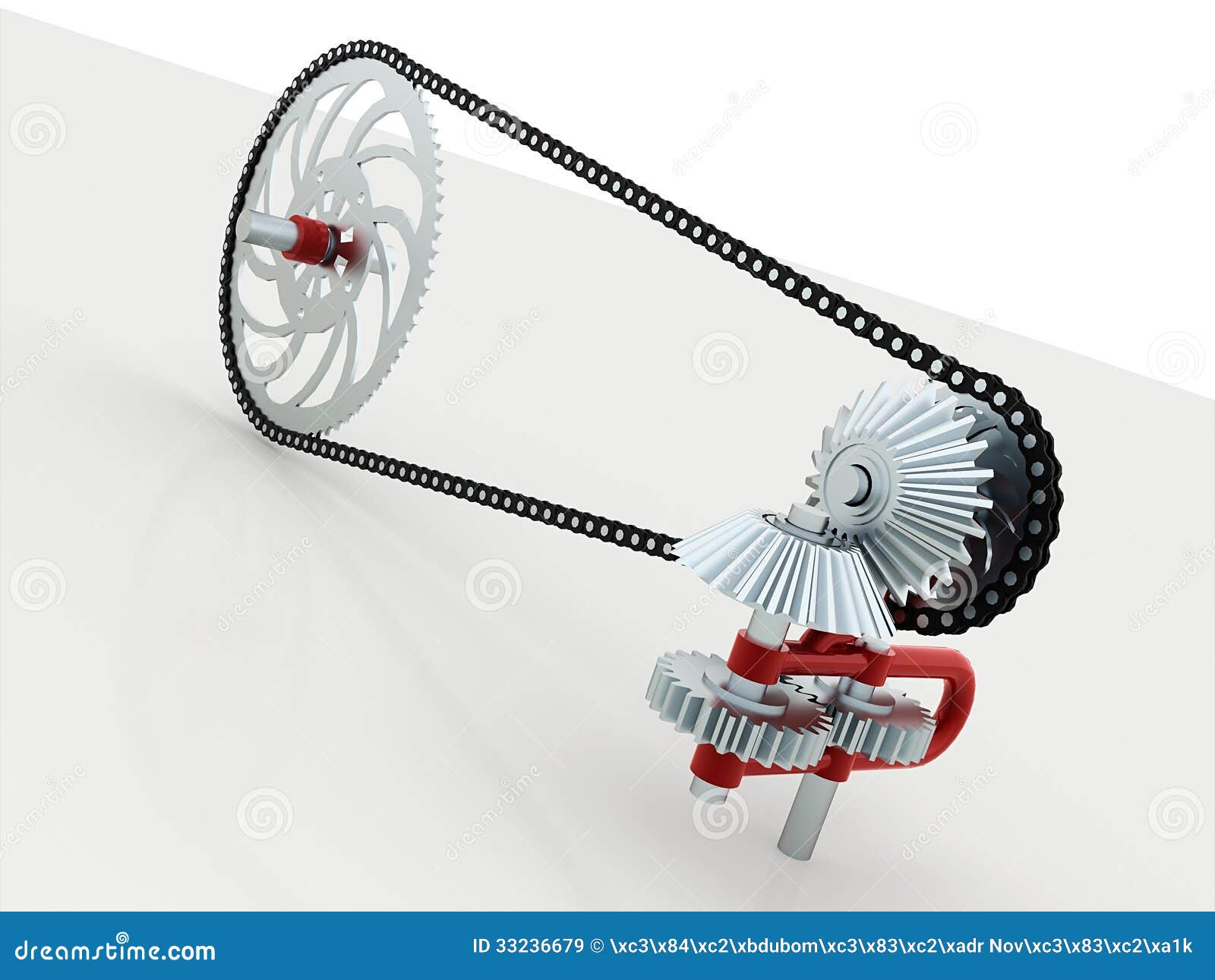 Engranajes con la cadena stock de ilustración. Ilustración de plata ...