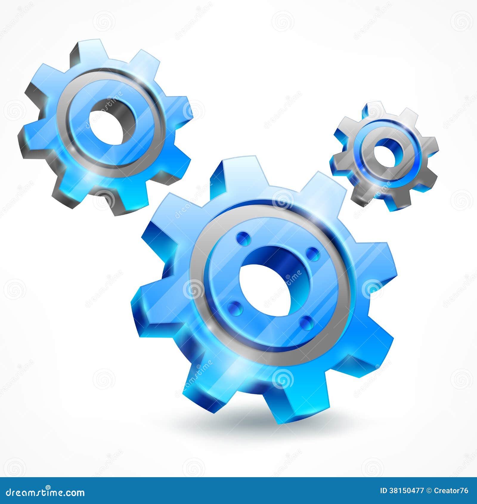 Engranajes Del Azul Tres En Blanco Ilustración del Vector - Ilustración ...