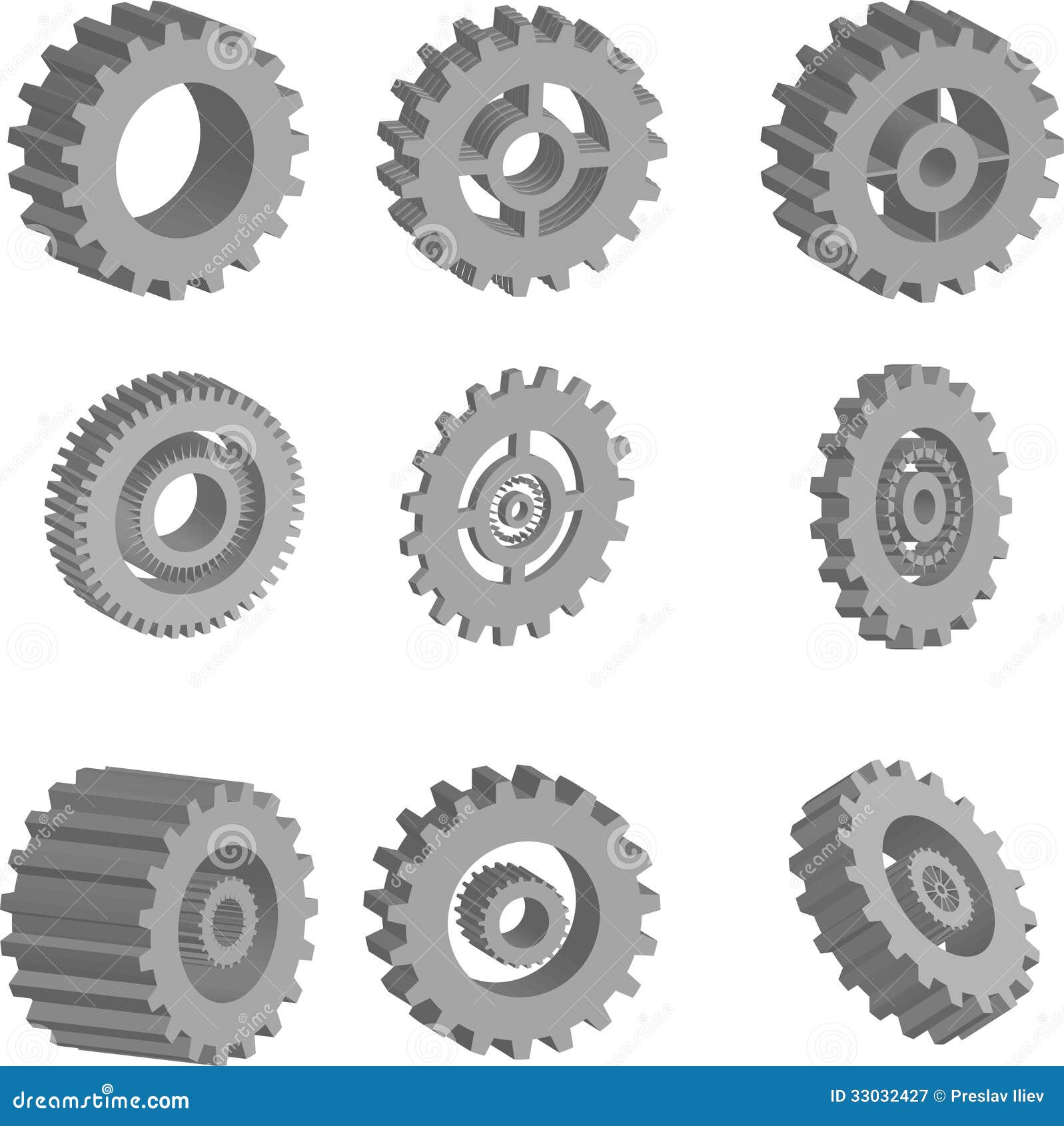 Engranajes Del Vector 3D Fijados Ilustración del Vector - Ilustración ...