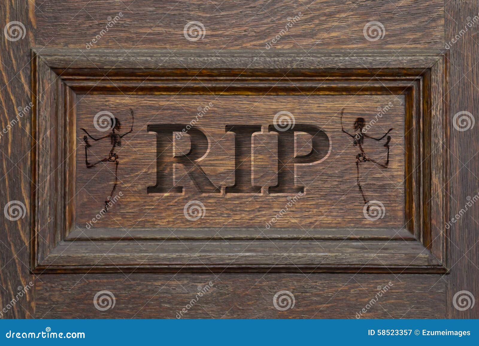 Engraved Coffin RIP Skeleton Stock Image - Image of grave, frightening ...