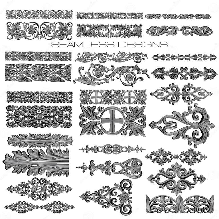 Engraved Decorative Flourishes Stock Illustration - Illustration of ...