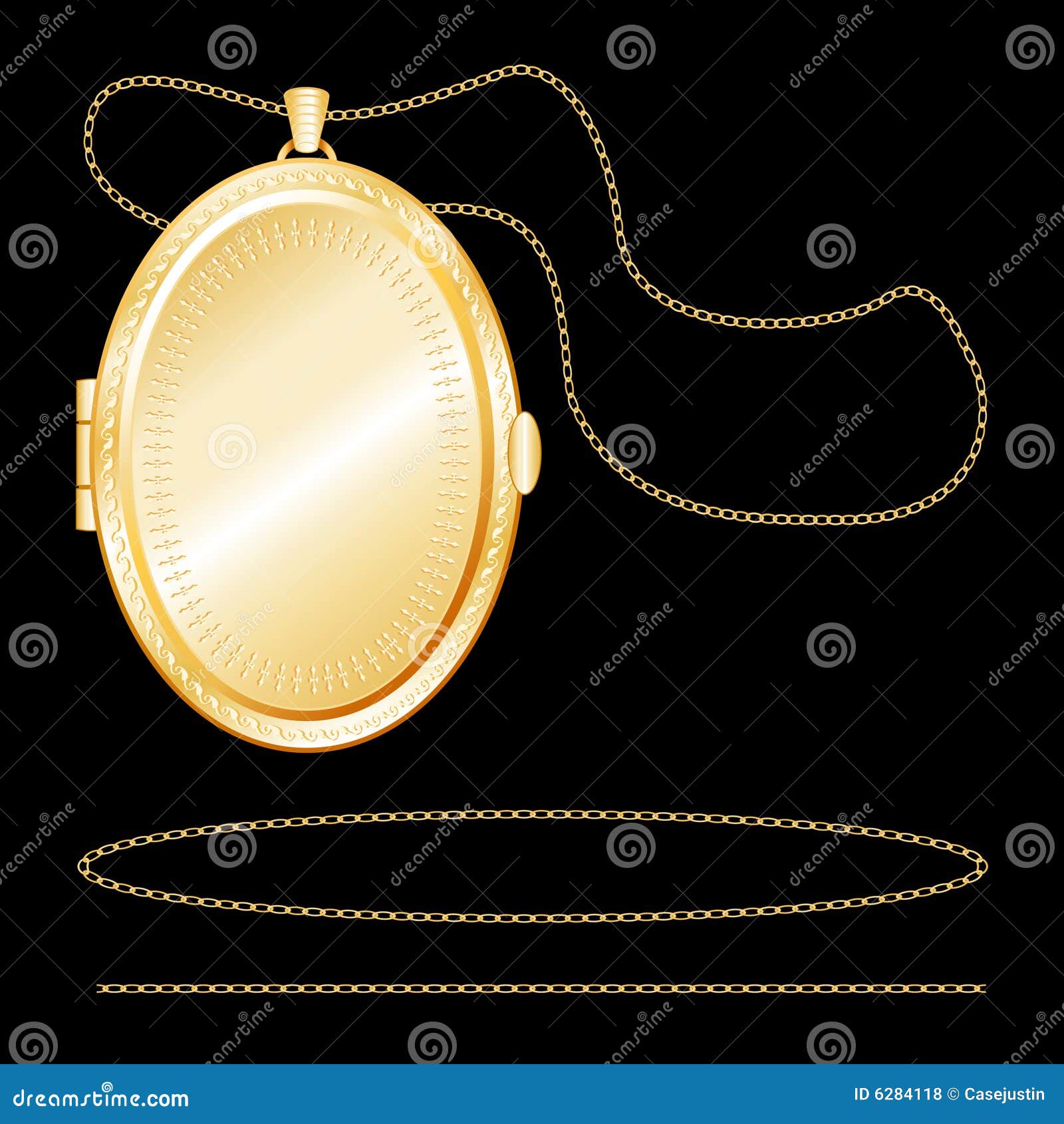 Engraved Gold Oval Locket Vector Illustration | CartoonDealer.com #6284118
