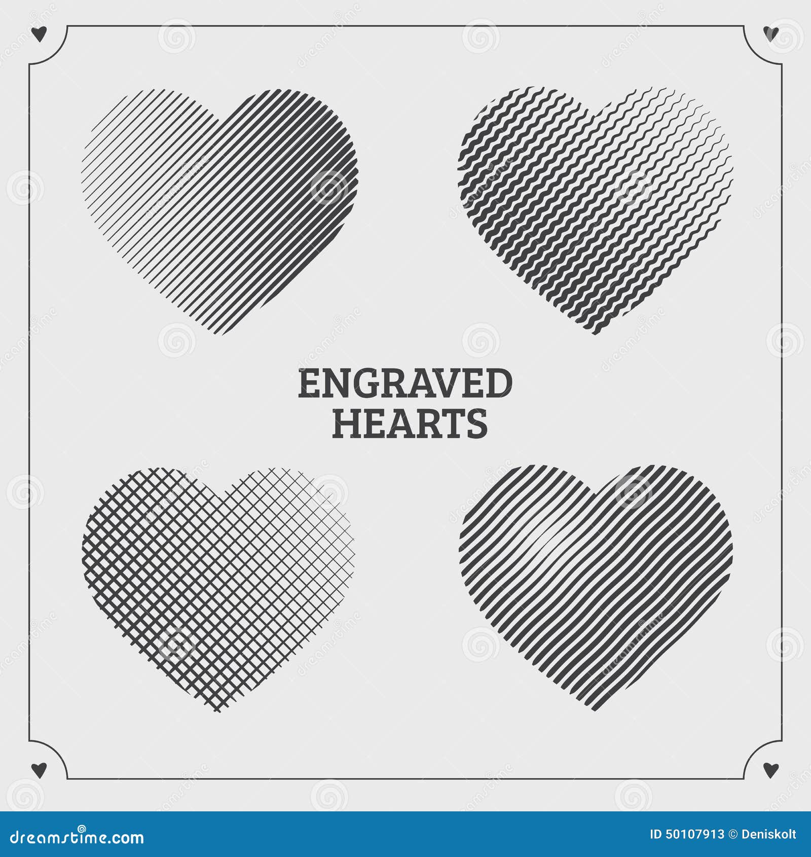 Engraved hearts stock vector. Illustration of line, happy - 50107913