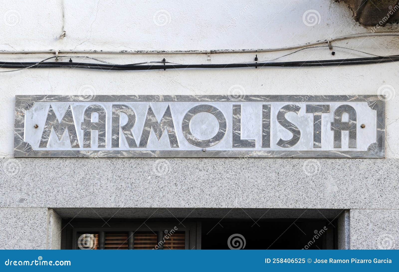 Engraved Marble Worker Marmolista Sign. Stock Image - Image of ...