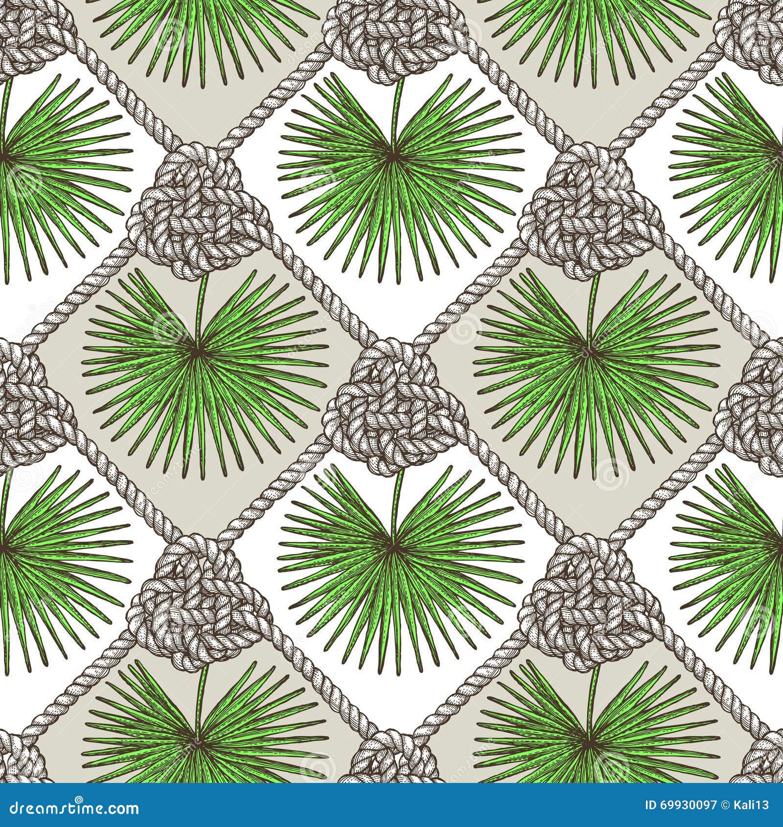 Engraved Palm Leaves and Rope Stock Vector - Illustration of travel ...