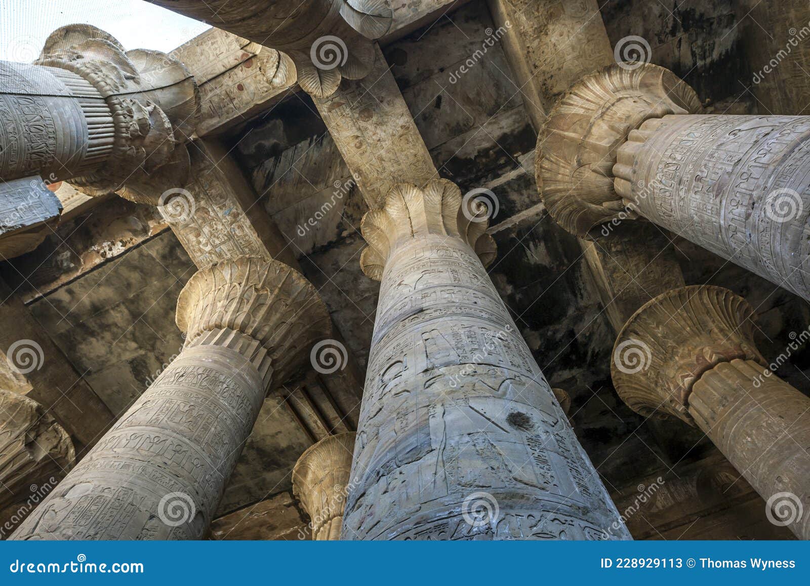 Stone Columns At The Temple Of Horus At Edfu In Egypt. Editorial Photo ...