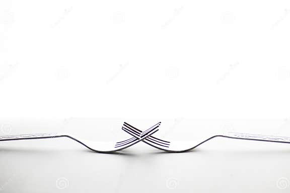 Engraved Silverware Fork Set of Two Placed Face To Face Crossing Their ...