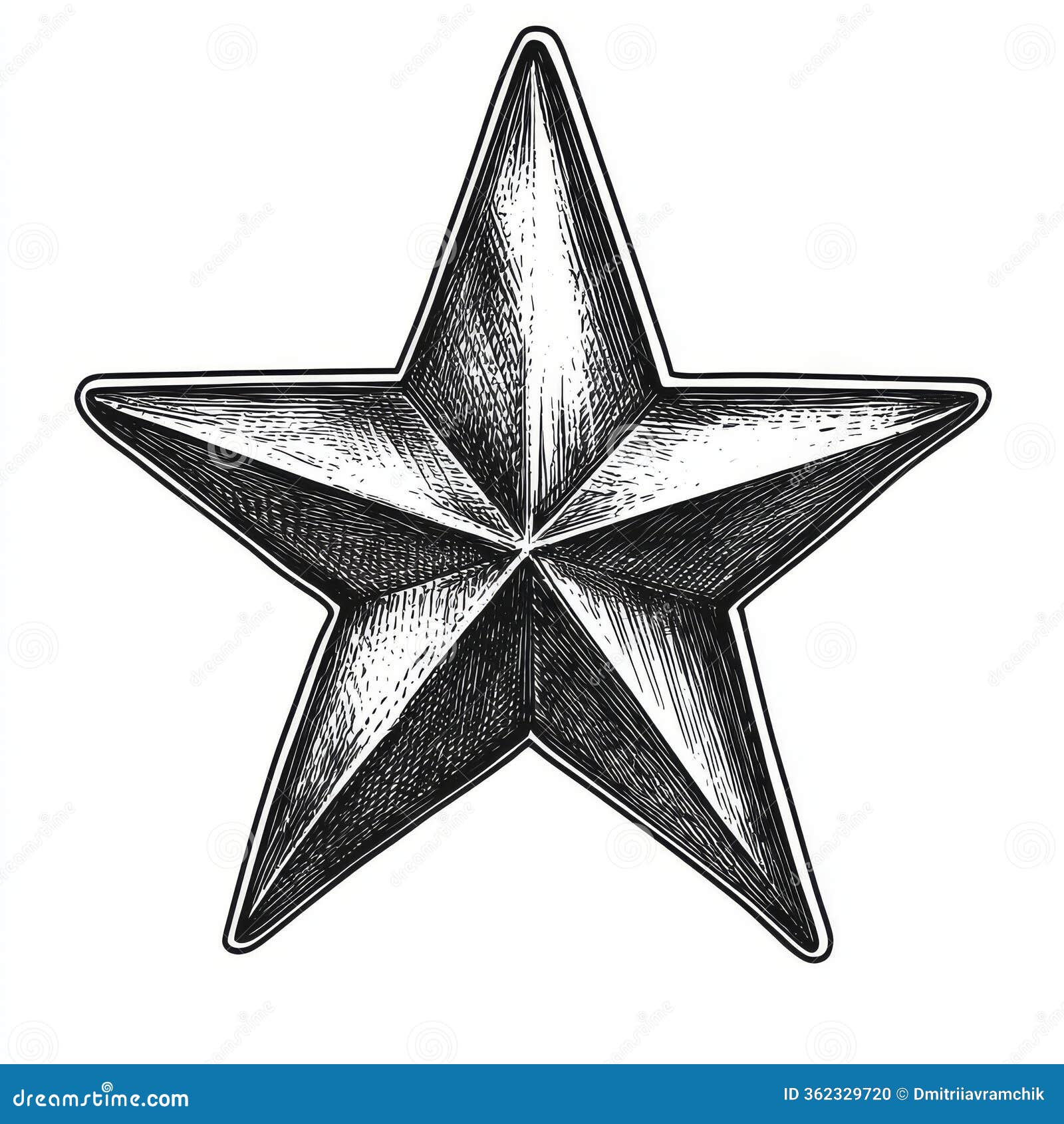 An Engraved-style Sketch of a Five-pointed Star with Shading, Generated ...