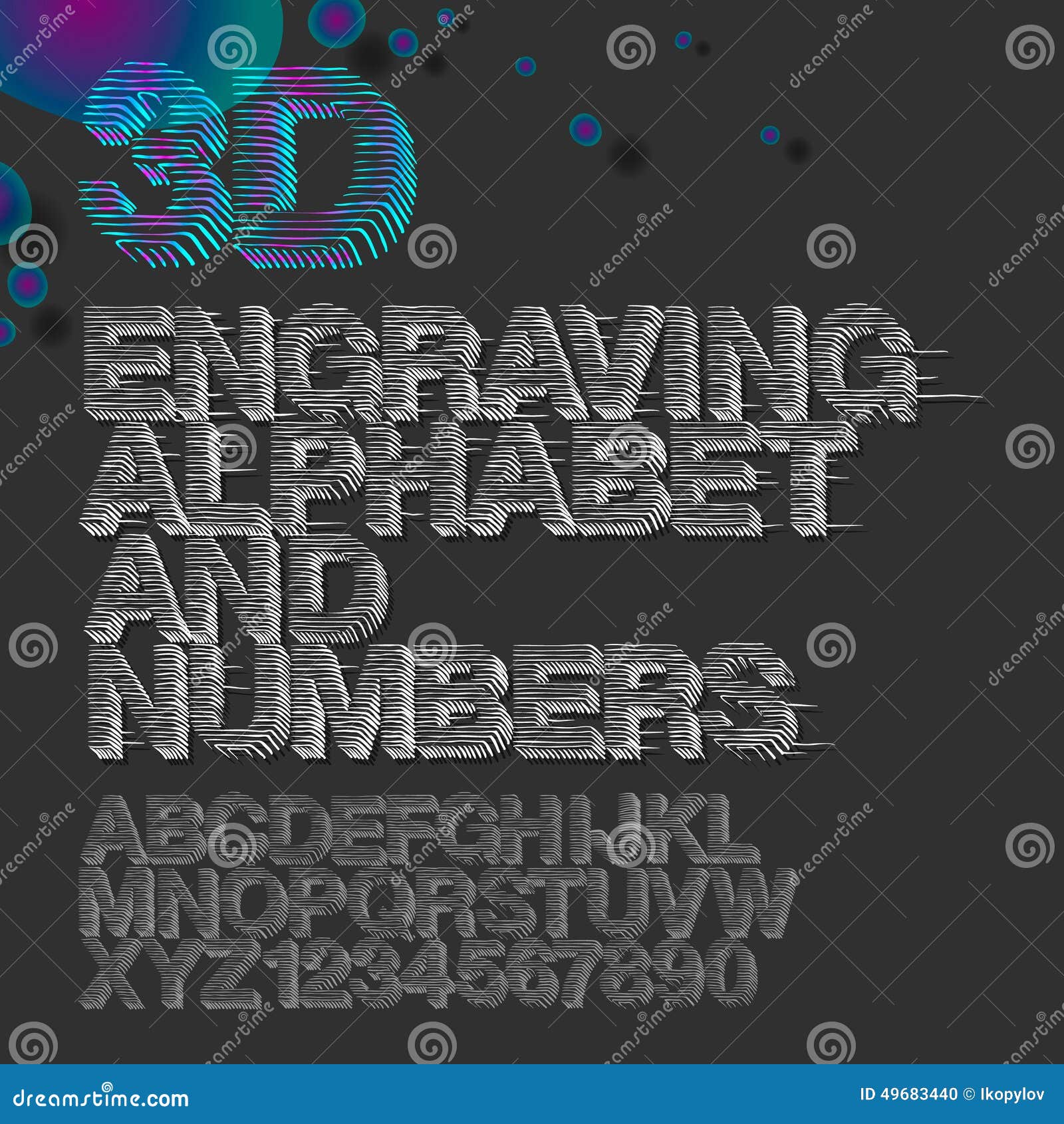 Engraving Alphabet. Set Of Letters And Numbers, Font In The Style Of ...