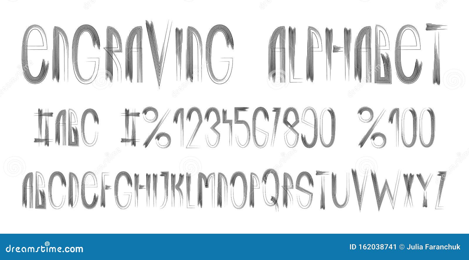 Engraving Alphabet. Set of Letters and Numbers, Font in the Style of ...