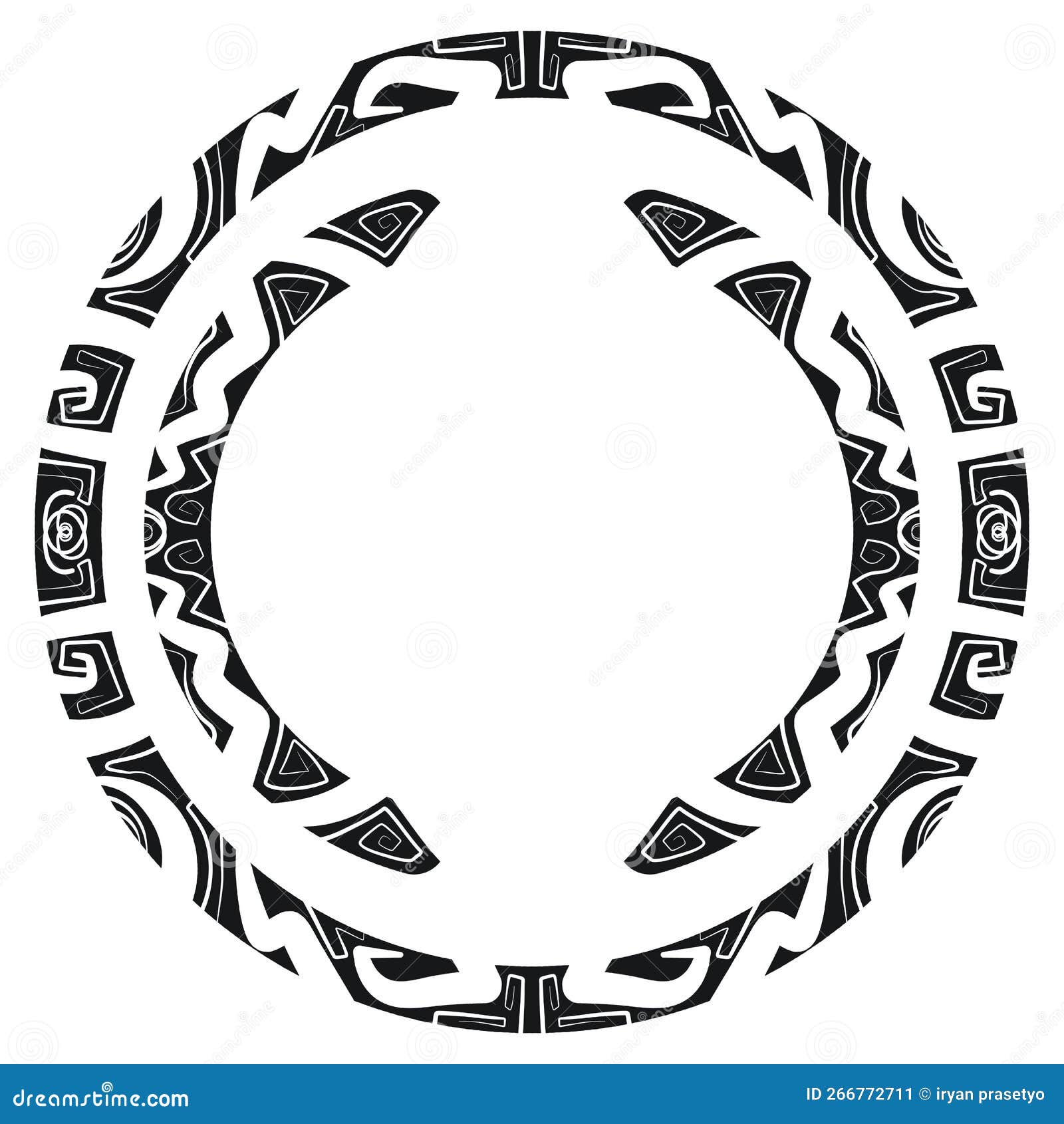 Engraving Frame Circle Blanket Black and White Stock Illustration ...