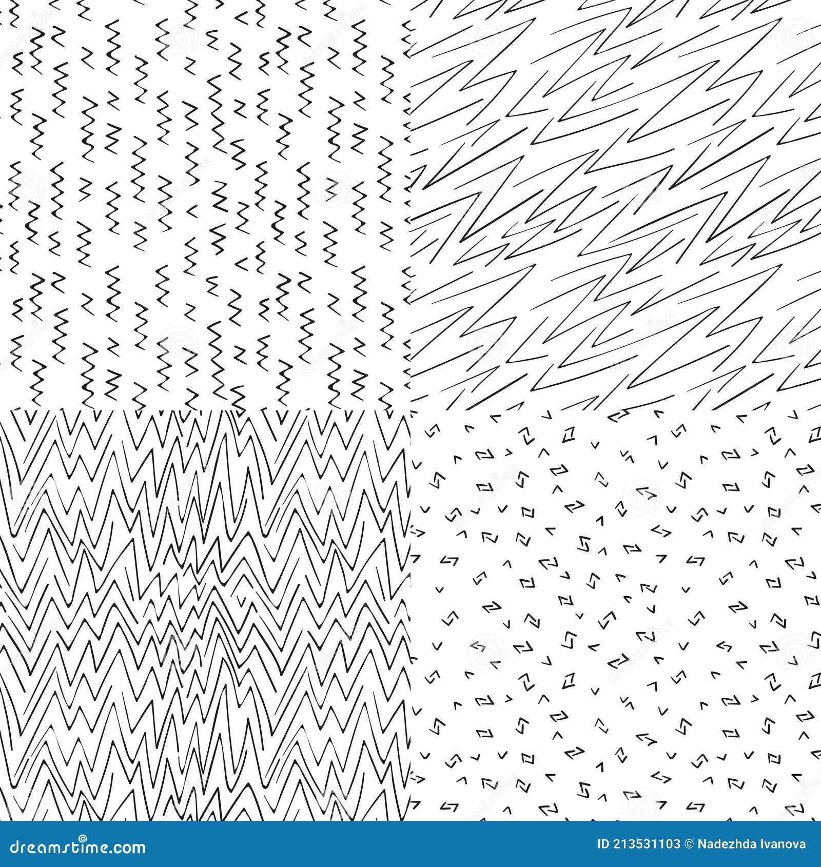 Engraving Hand Drawn Pattern Collection Vector Illustration. Stock ...