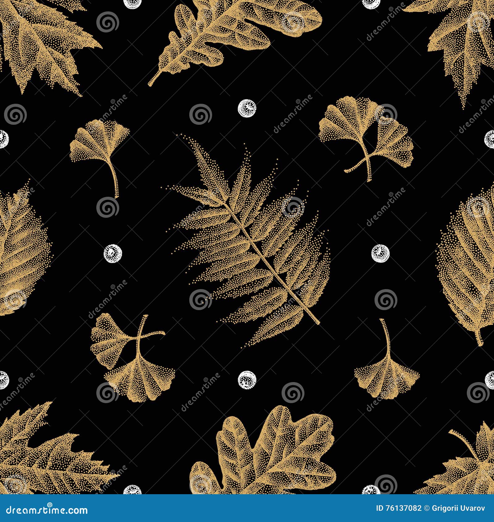 Engraving Leaves Seamless Pattern Vector Illustration Stock Vector ...