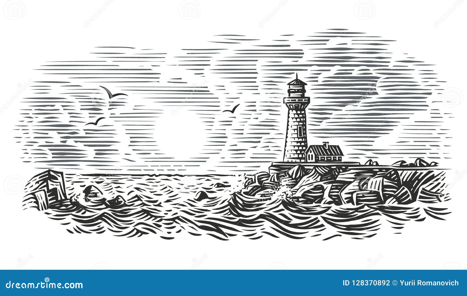 Engraving Style Illustration Of Beacon. Vector. | CartoonDealer.com ...
