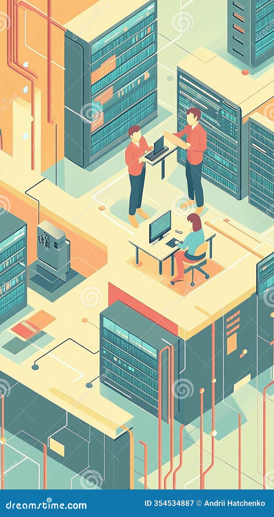 Engraving-style Isometric Design of Professionals Interacting in an ...