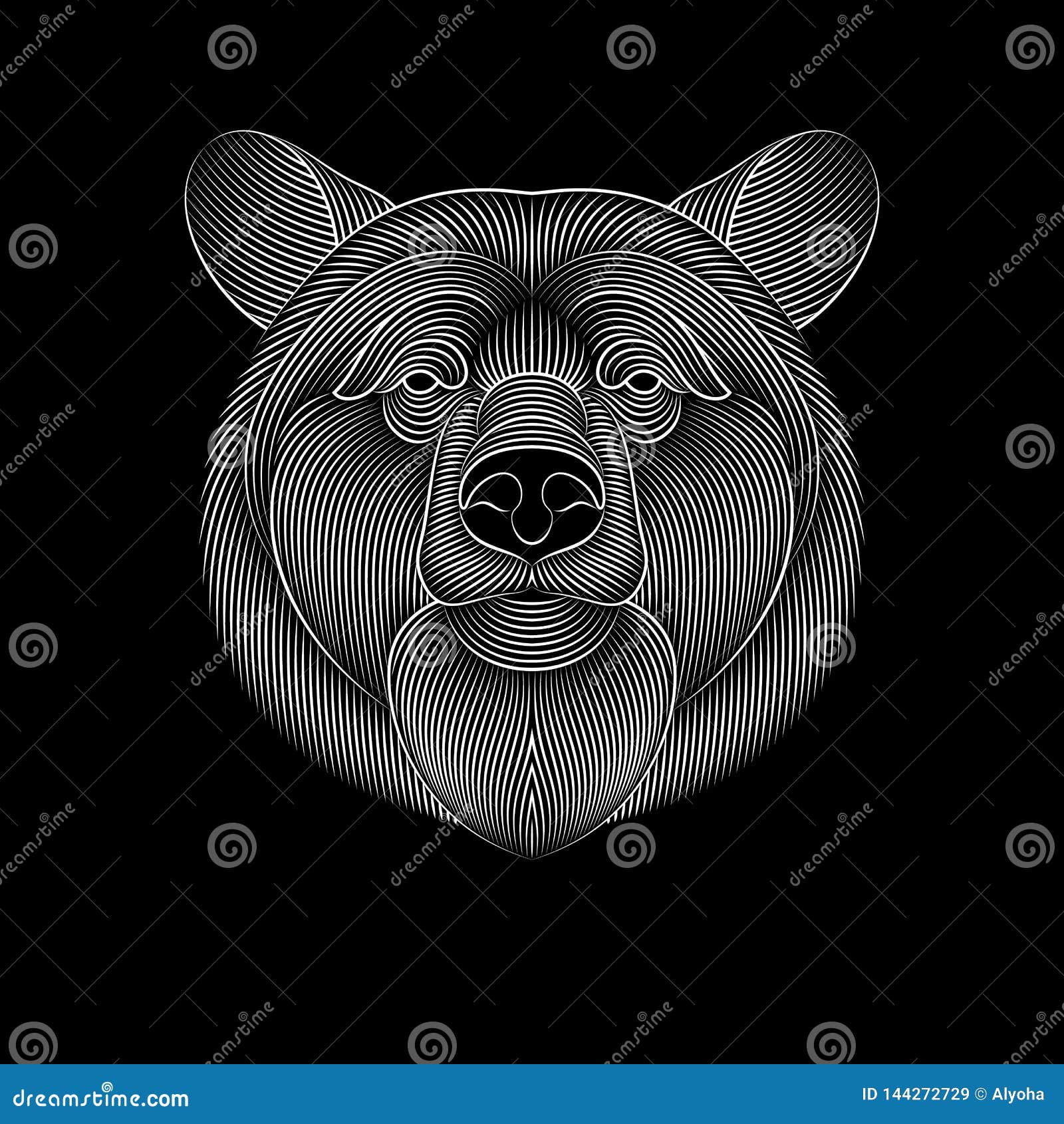 Stylized Bear Face. Hand Drawn Doodle Vector Illustration Isolated On ...