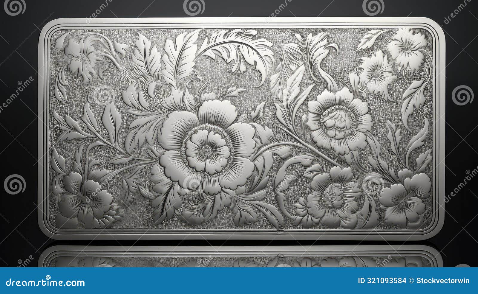 Engravings silver plaque stock photo. Image of center - 321093584