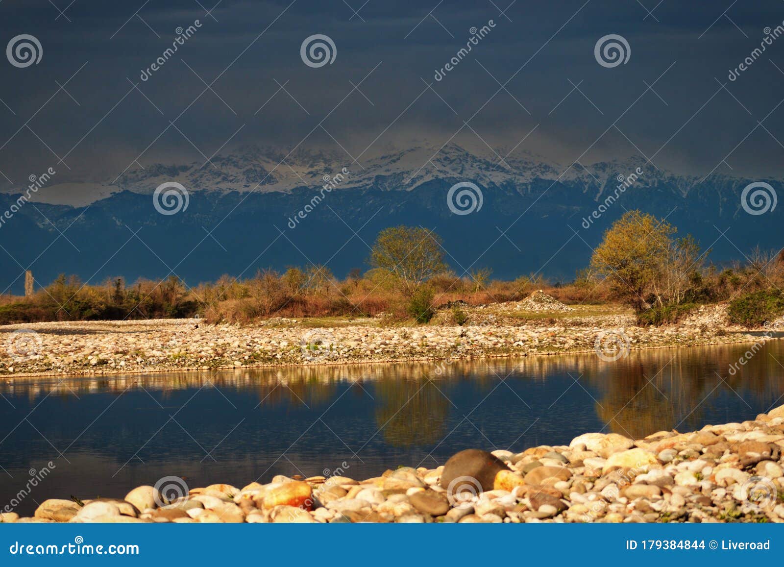 Inguri River with Typical Large Pebbles Stock Photo - Image of large ...